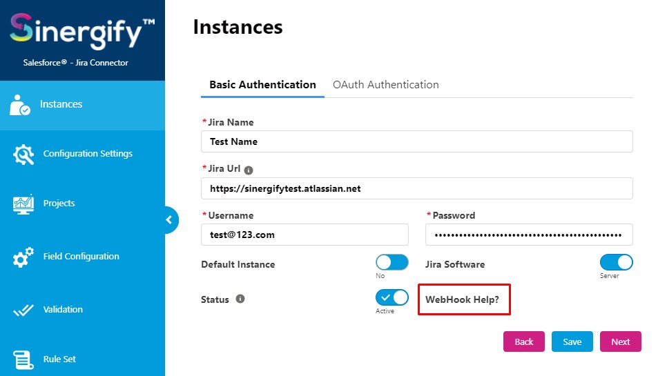Webhook and Site | Sinergify | Integrating Salesforce & Jira